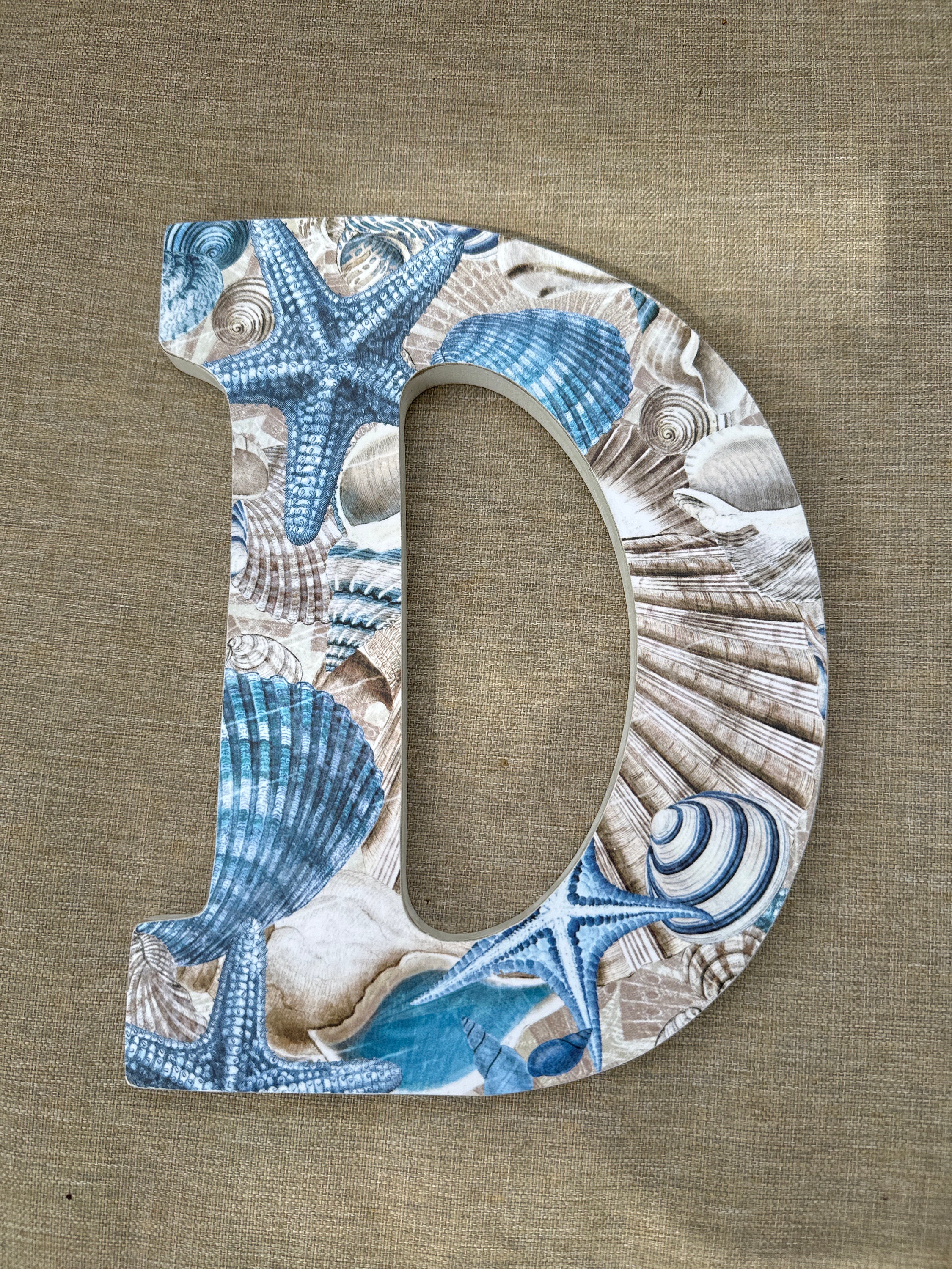 D, Wooden Letter With Ocean Theme, Seashells and Starfish Theme Decor ...
