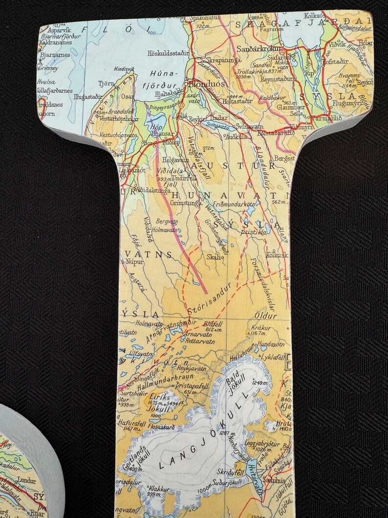J, Iceland Map, Unique Wooden Letter Wall Hanging, Travel Themed Decor ...