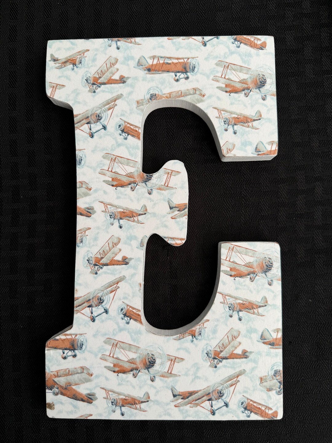 E, Wood Letter E, Airplane Theme Wall Decor, Pilot or Travel Fan Gift ...