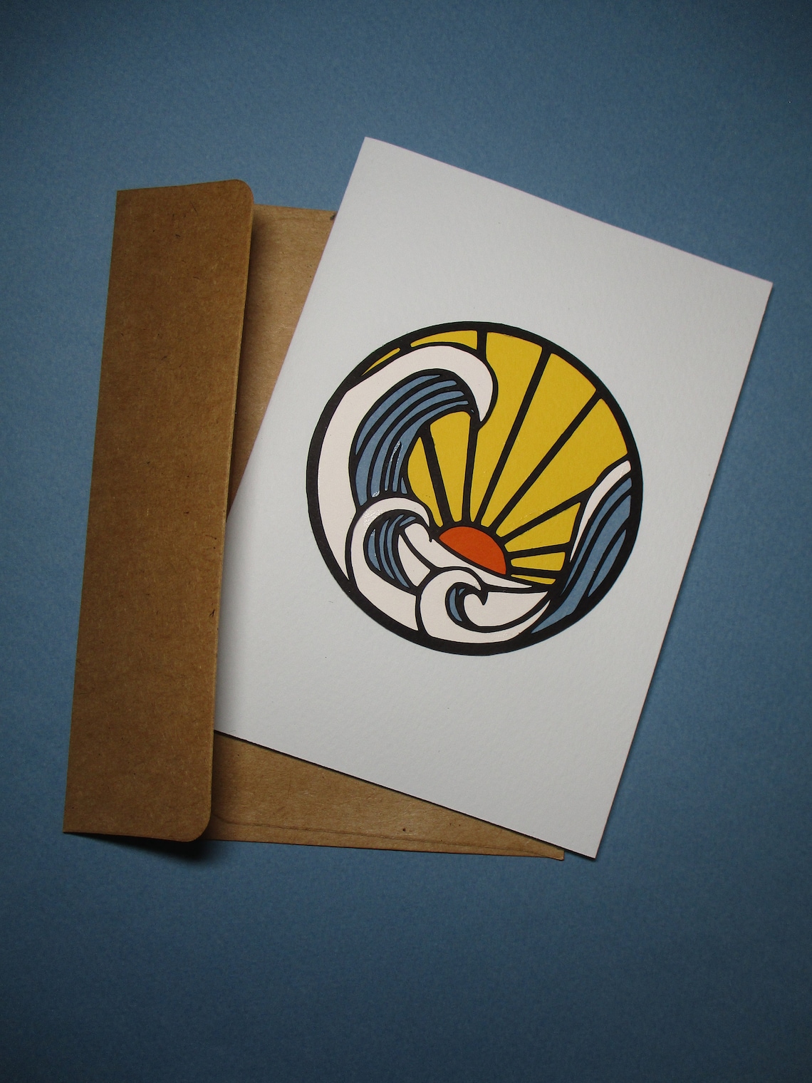 The Wave Blank Card Handmade - Etsy