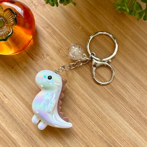Chibi Iridescent Dinosaur Keychain - Etsy