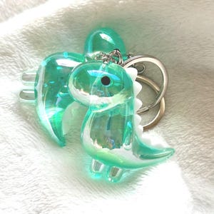 Chibi Iridescent Dinosaur Keychain - Etsy