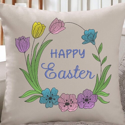 Happy Easter With Eggs Embroidery Design 7 Sizes 10 Formats - Etsy