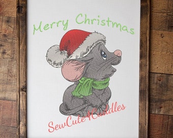 2 Sizes Included Santa Mouse Style Fill Stitch Embroidery Design File ...
