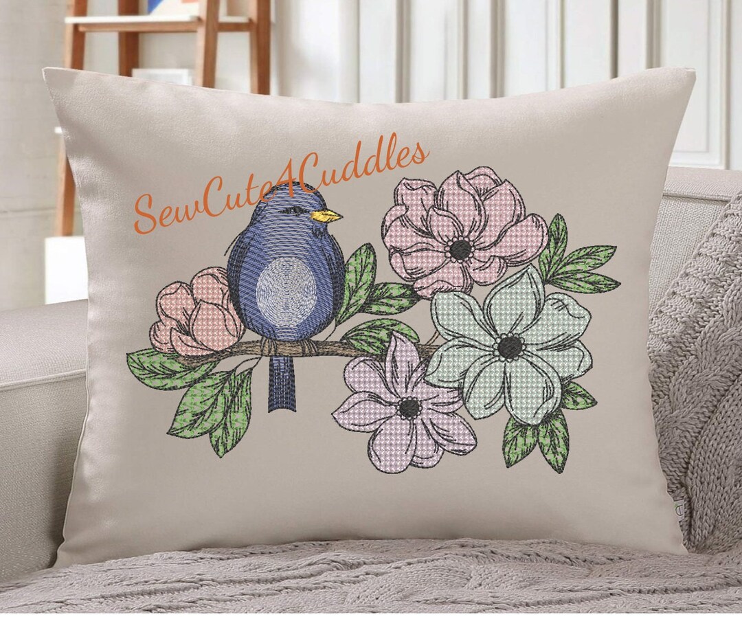 Bluebird Floral - Digital Embroidery Design - Etsy