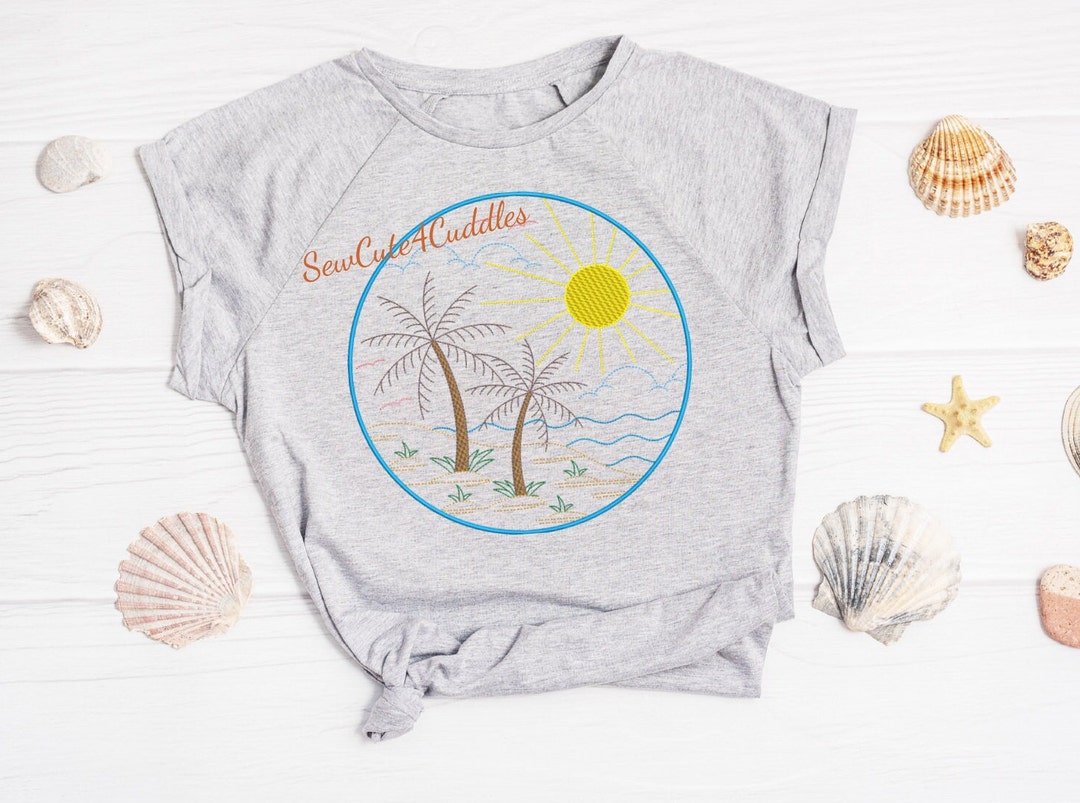 Beach Scene 2 - Digital Embroidery Design - Etsy