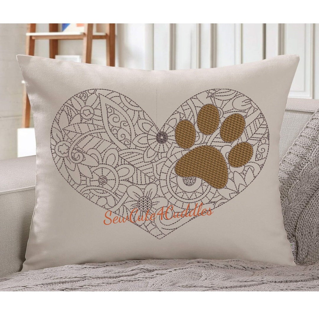 Paw Print Mandela Heart - Digital Embroidery Design - Etsy