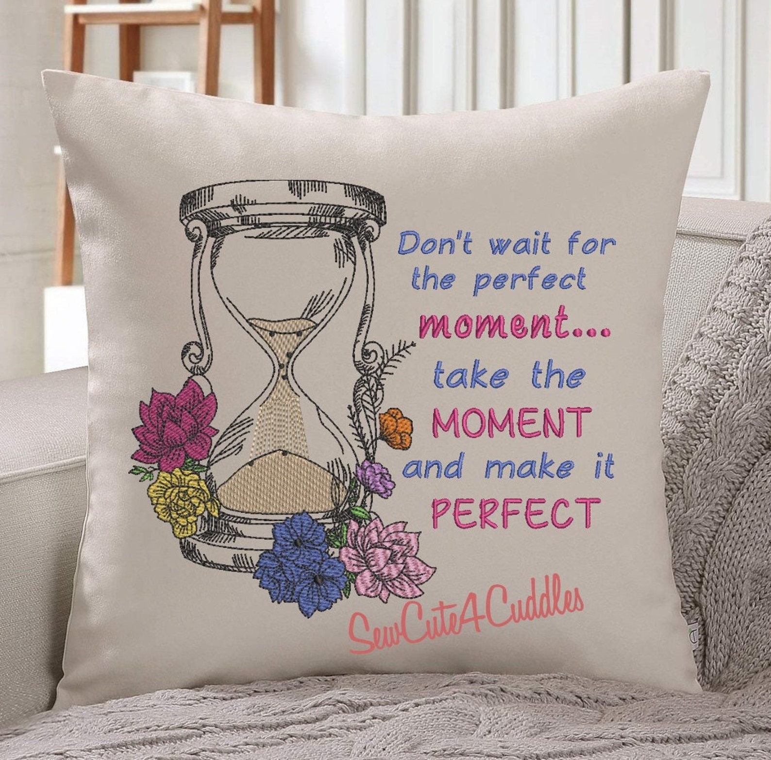 Perfect Moment Hourglass - Digital Embroidery Design - Etsy