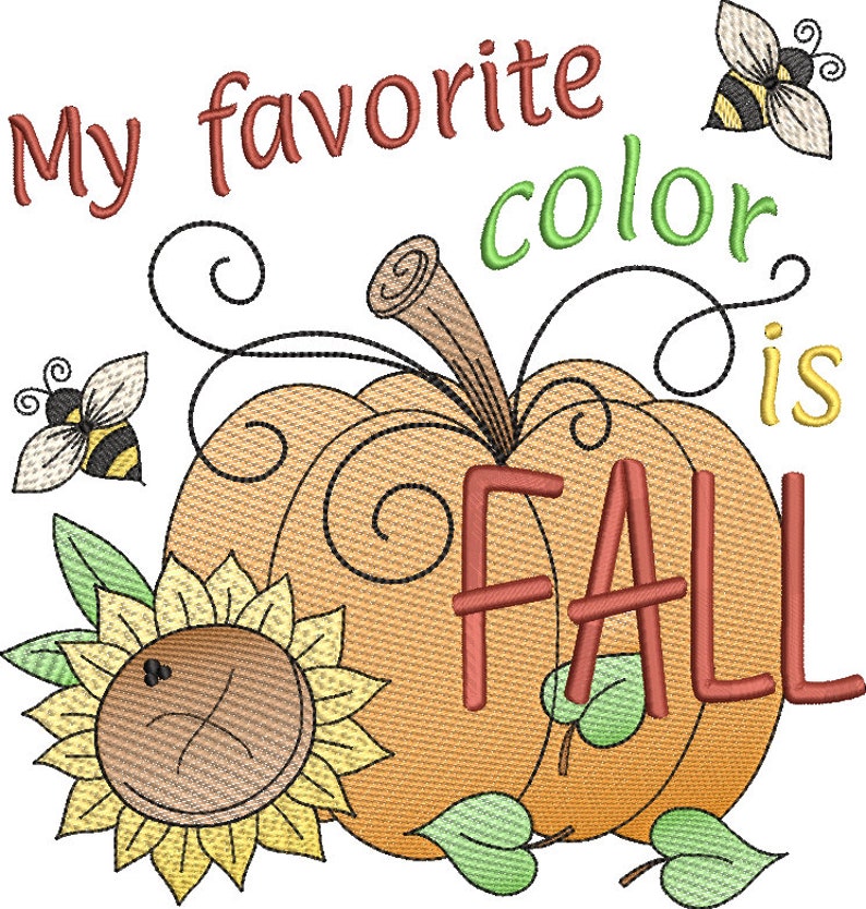 My Favorite Color is Fall - Digital Embroidery Design - Etsy