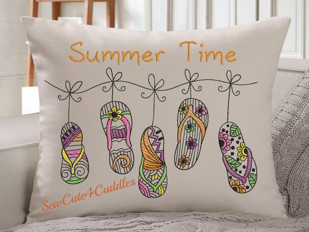Summer Time Flip-flops - Digital Embroidery Design - Etsy