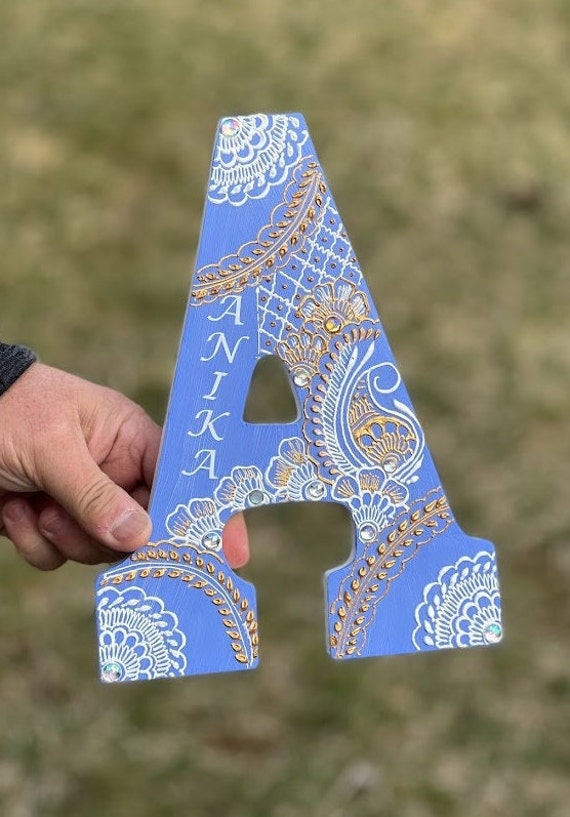 Henna Designed Personalized Letters /initial/ Hand Painted | Etsy