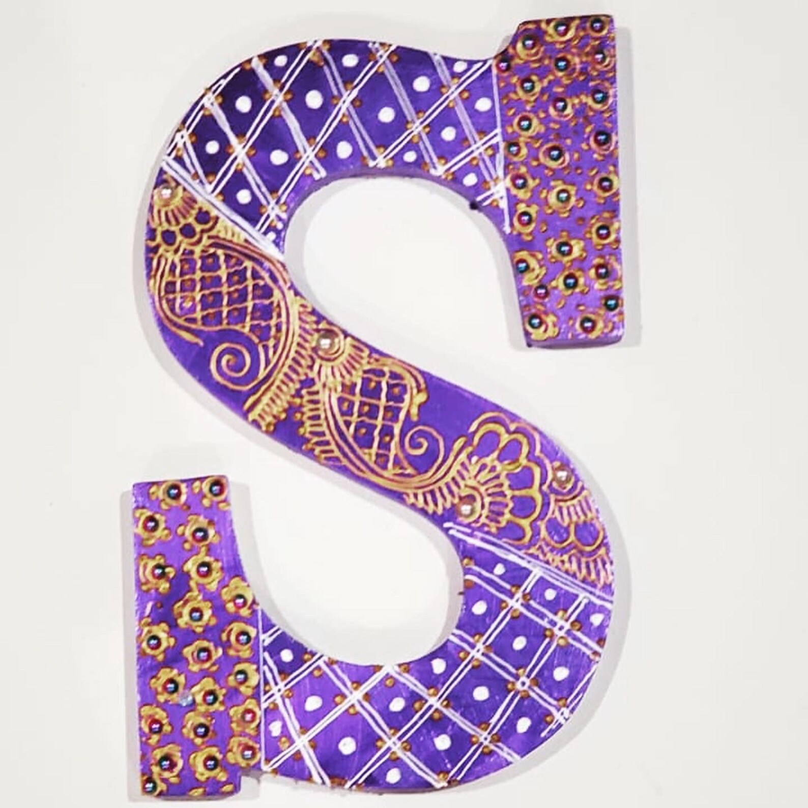 Henna Designed Alphabet /letter Hand Painted Hangable Wooden - Etsy