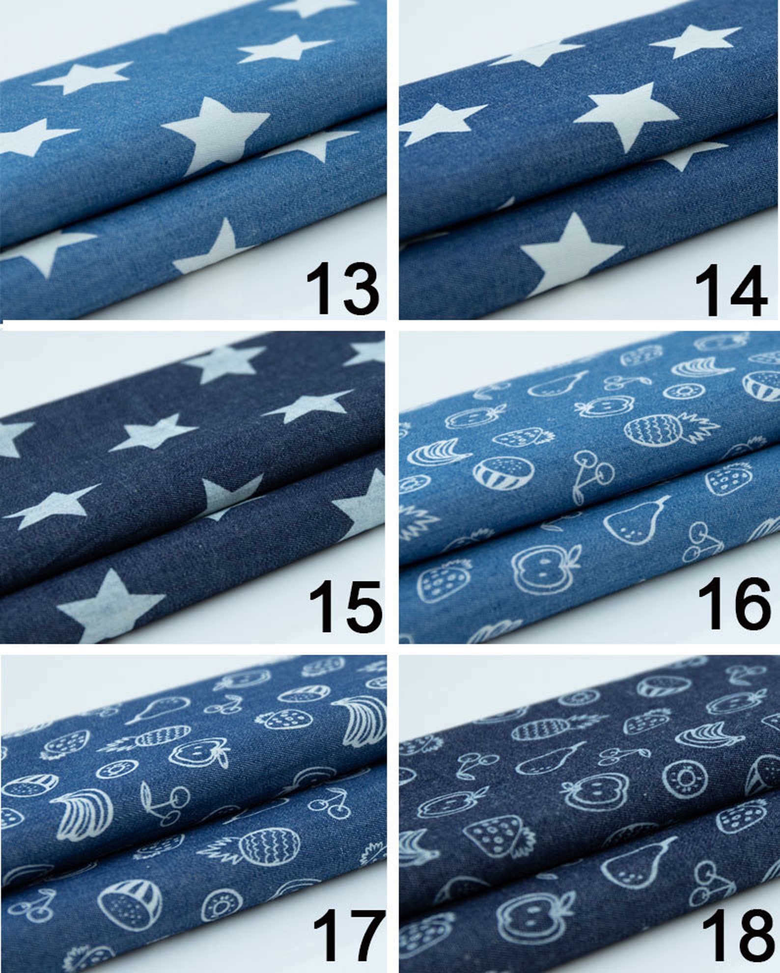 Blue Printed Denim Fabric Lightweight Denim Fabric Washed - Etsy