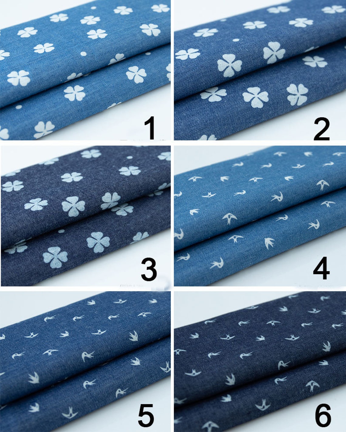 Blue Printed Denim Fabric Lightweight Denim Fabric Washed - Etsy