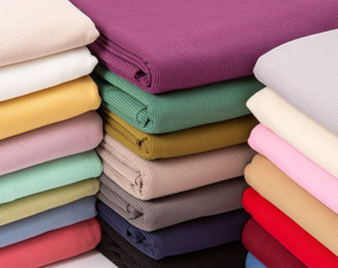 Rib Knit Fabric by the Yard Ribbed Jersey Stretchy Soft Polyester ...