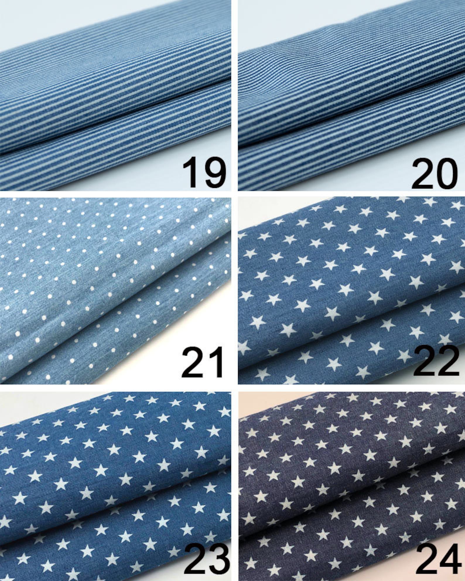 Blue Printed Denim Fabric Lightweight Denim Fabric Washed - Etsy