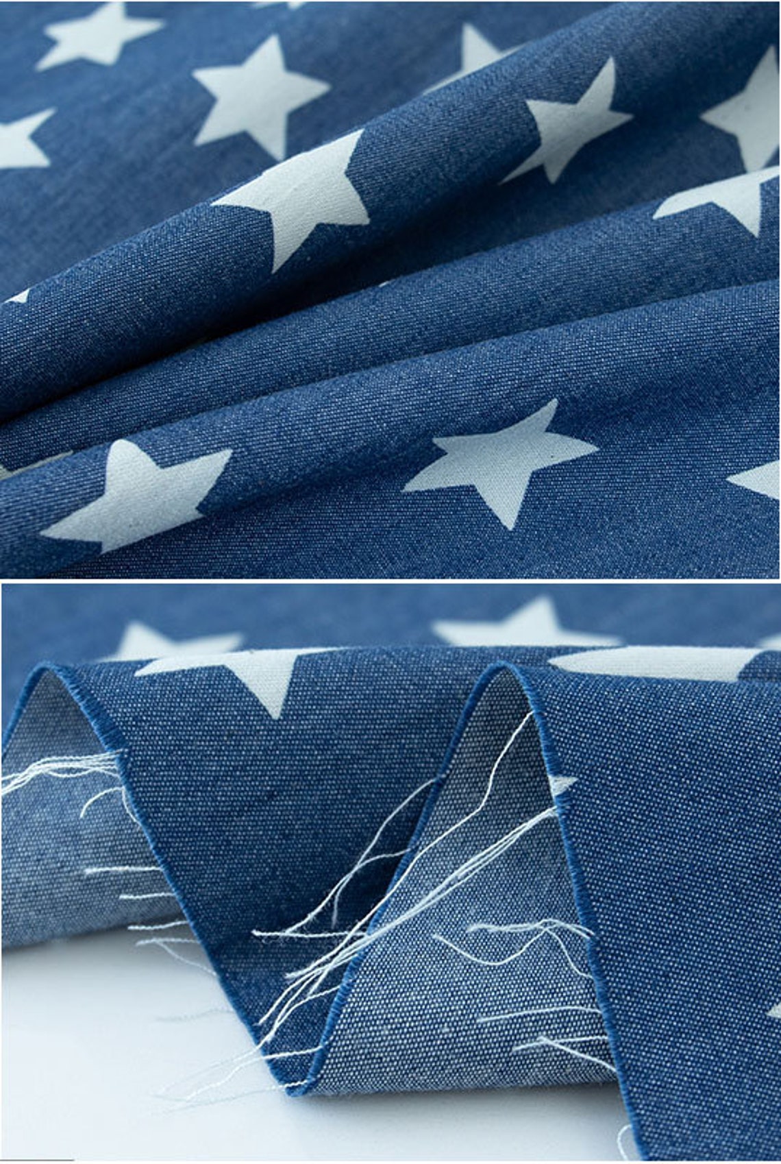 Blue Printed Denim Fabric Lightweight Denim Fabric Washed - Etsy