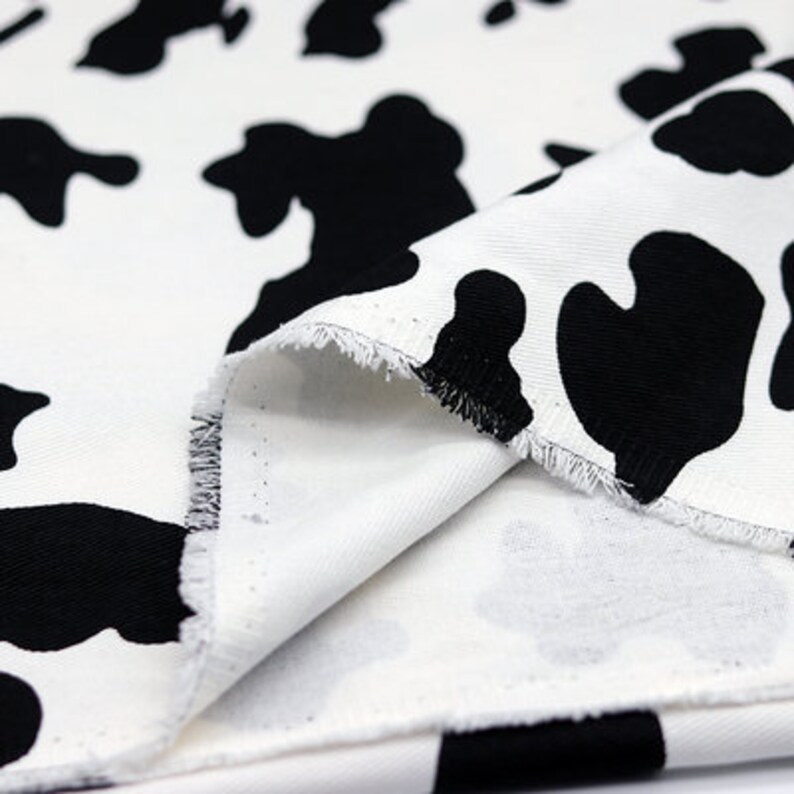 Cow Pattern Denim Fabric Washed Denim Fabric Cotton Denim - Etsy