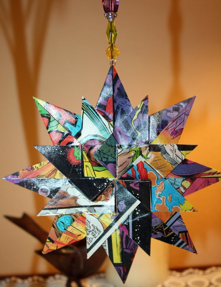 Origami Multicolor Comic Book Large Triple Layer Star Hanging Ornament ...