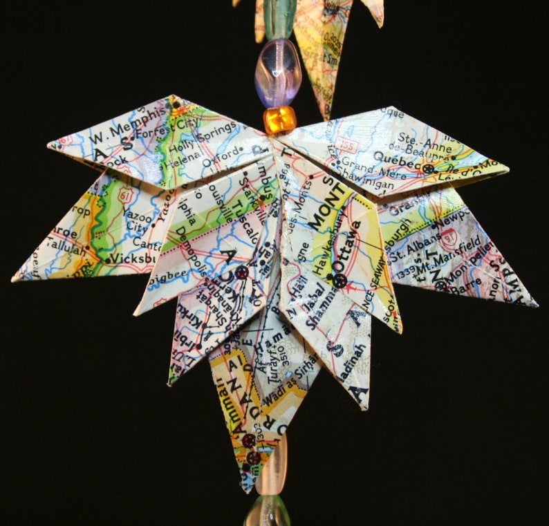 Origami Set of 3 Map Paper Maple Leaves Hanging Decoration - Etsy