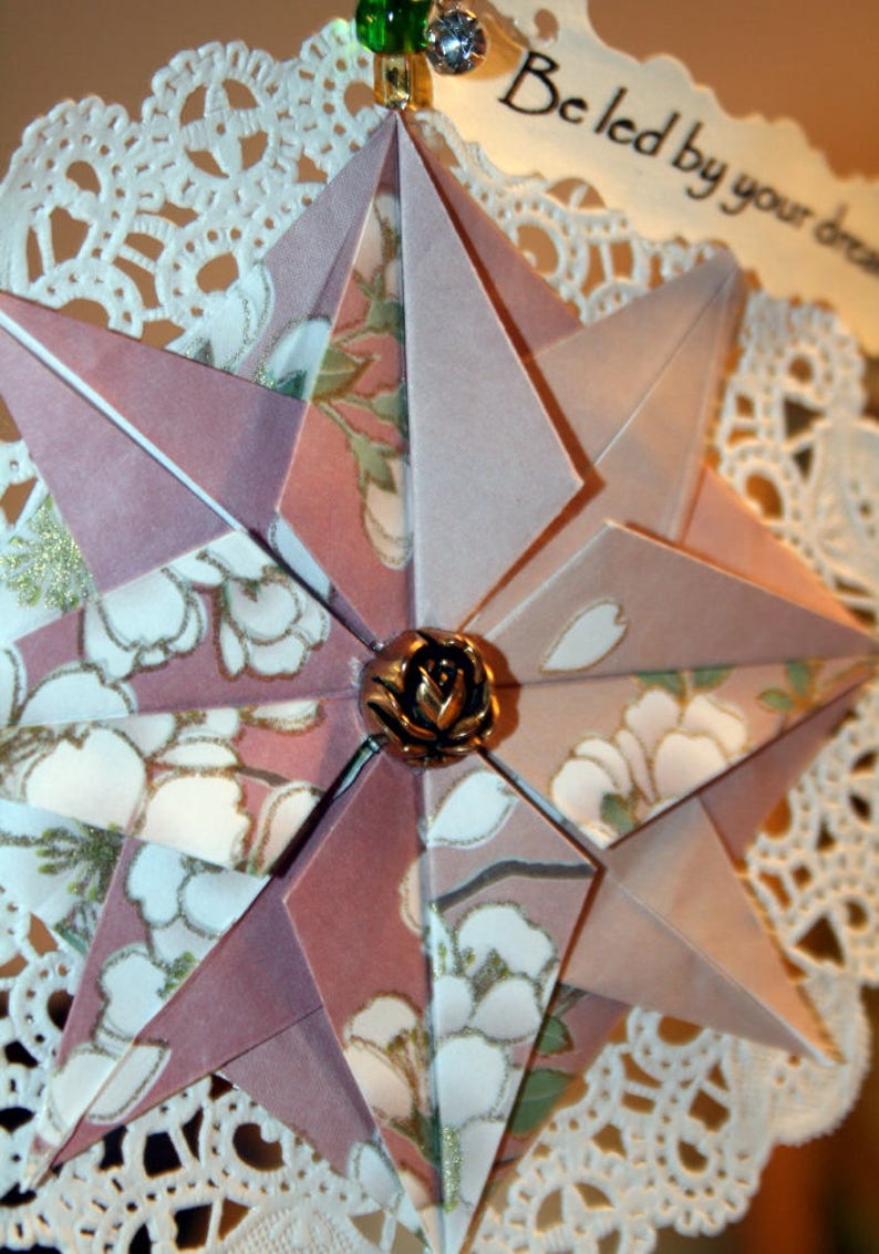 Origami Dusty Rose Compass Star Paper Lace 'dreams' - Etsy