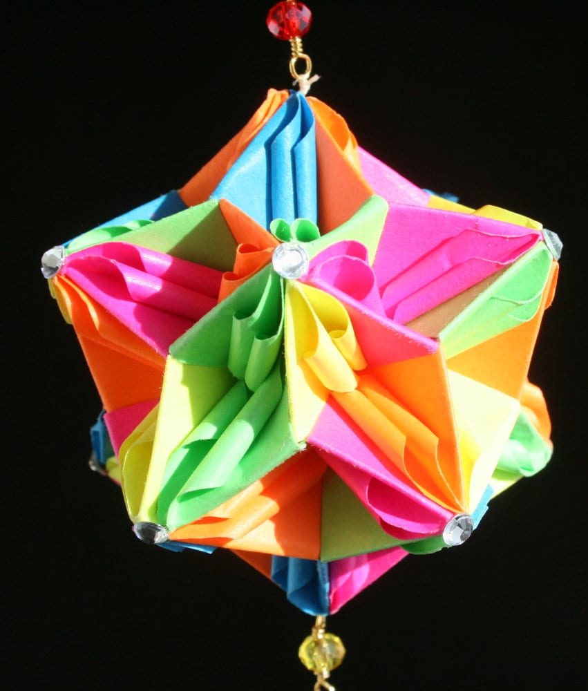 Origami Curled Rainbow Kusudama Hanging Decoration - Etsy