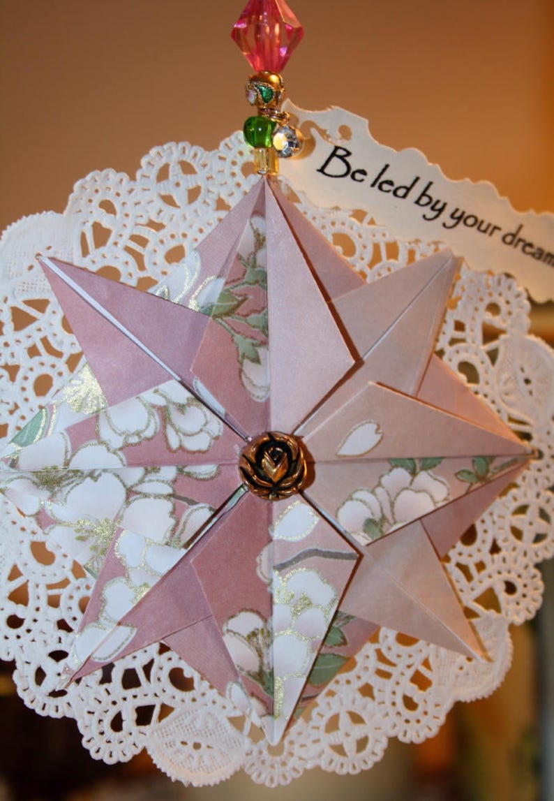 Origami Dusty Rose Compass Star Paper Lace 'dreams' - Etsy