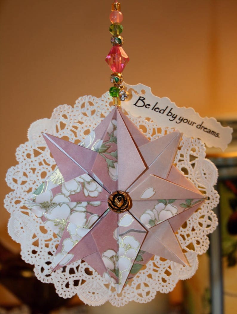 Origami Dusty Rose Compass Star Paper Lace 'dreams' - Etsy