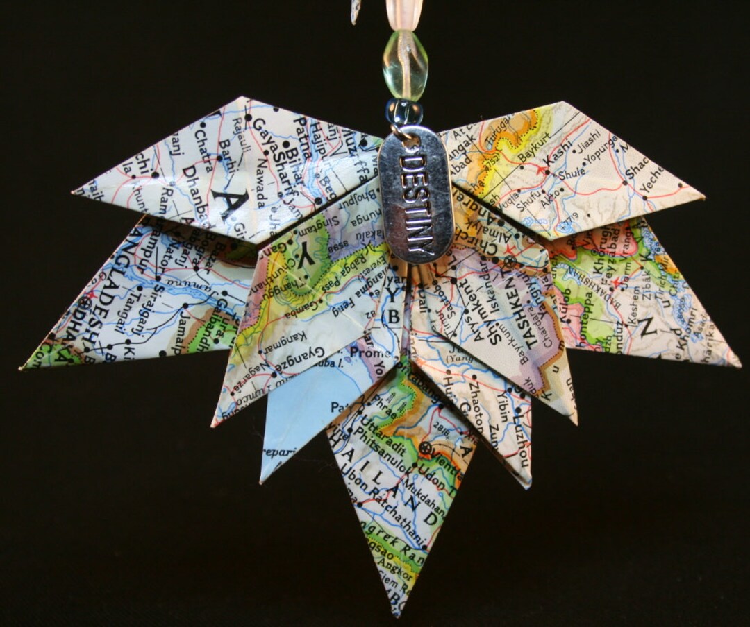 Origami Set of 3 Map Paper Maple Leaves Hanging Decoration - Etsy