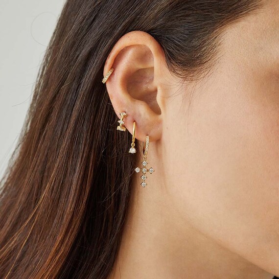 Dainty Hoops Gold Hoops Dangle Hoops Tiny Hoops Minimal | Etsy