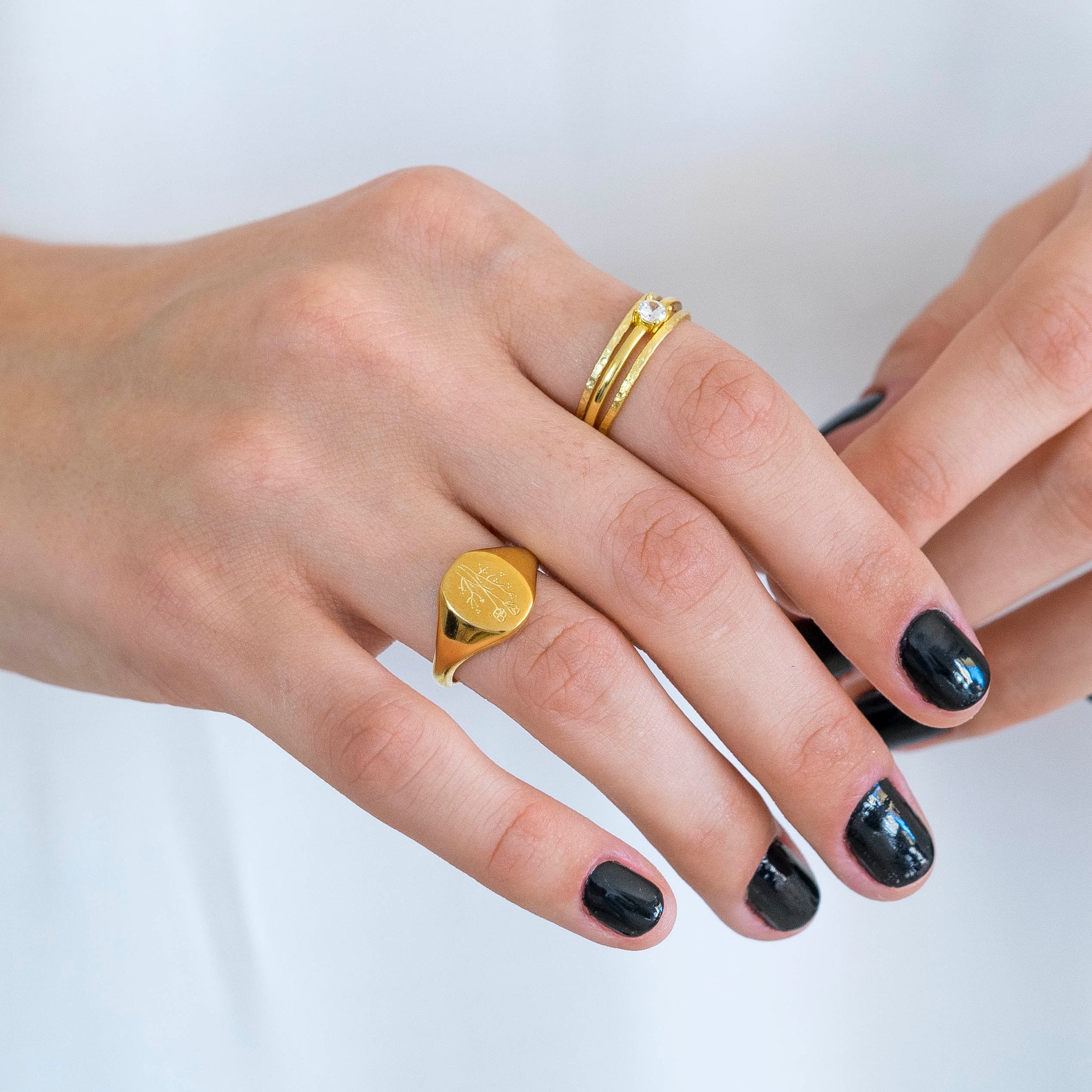 Signet Ring Engraved Signet Ring Statement Ring Vintage | Etsy