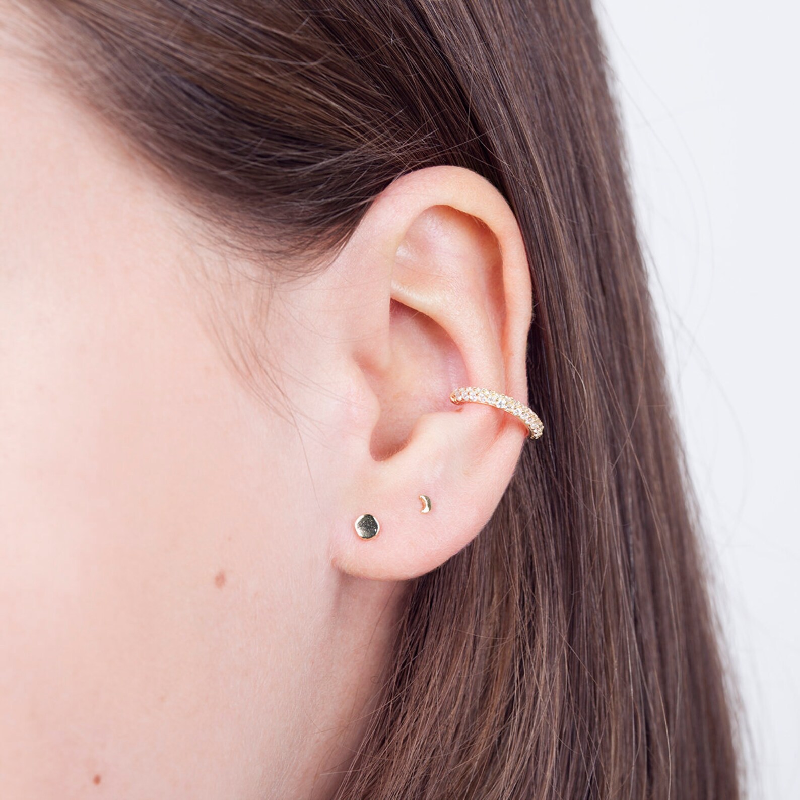 Tiny moon earrings half moon studs moon studs tragus | Etsy