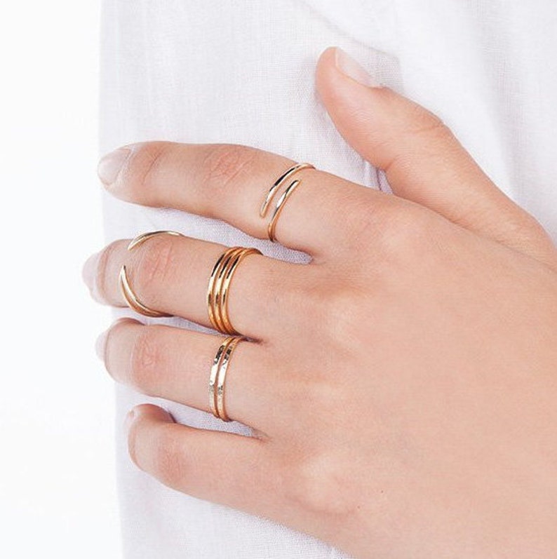 Triple Band Ring Triple Gold Ring Multi Band Ring Gold | Etsy