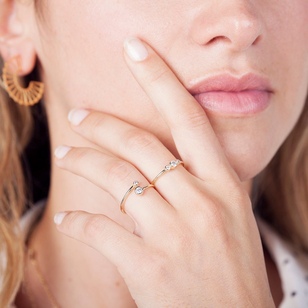 Tiny Cz Ring Thin Gold Ring Simple Gold Ring Dainty Thin - Etsy