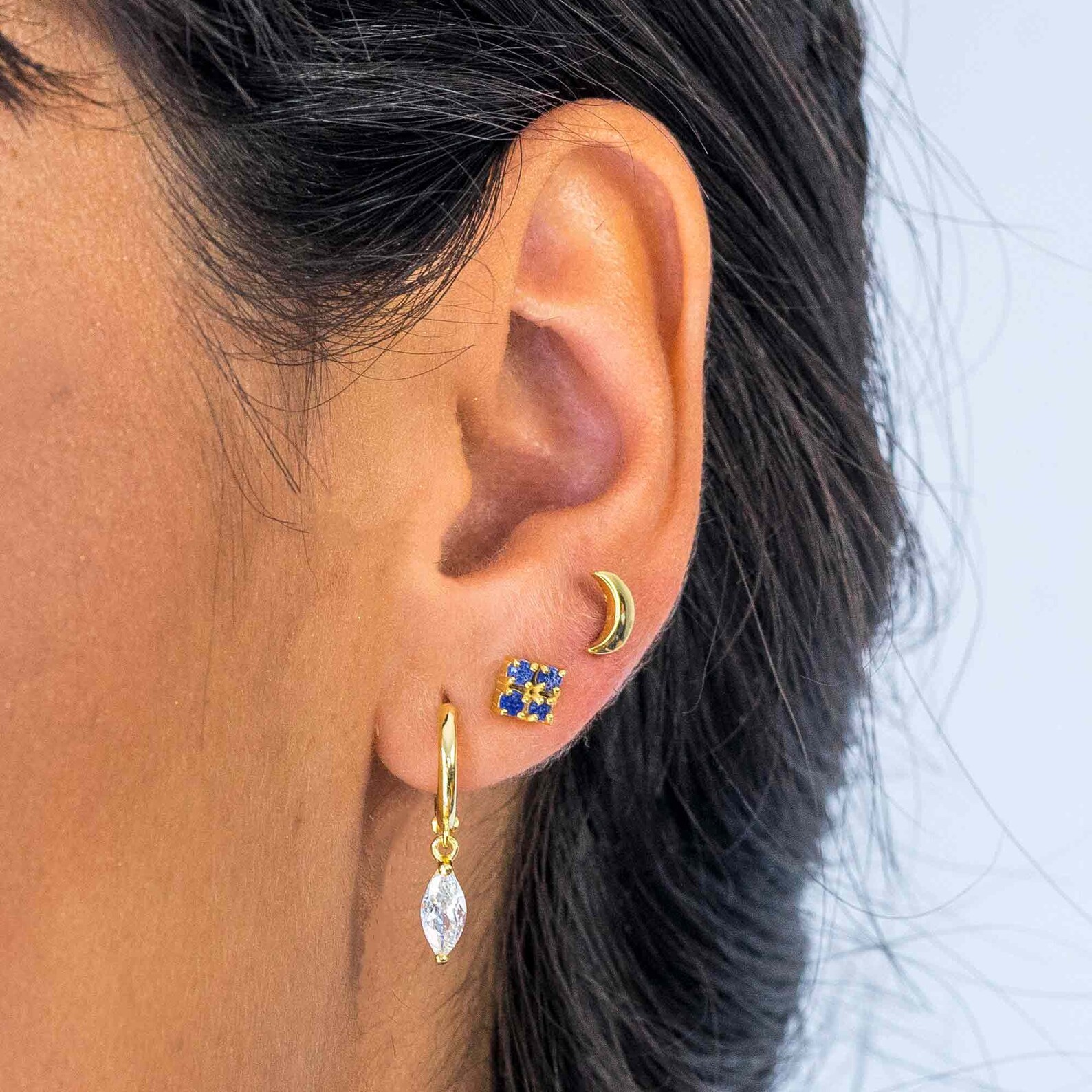 Moon Piercing Dainty Studs Minimal Earrings Moon Earrings - Etsy