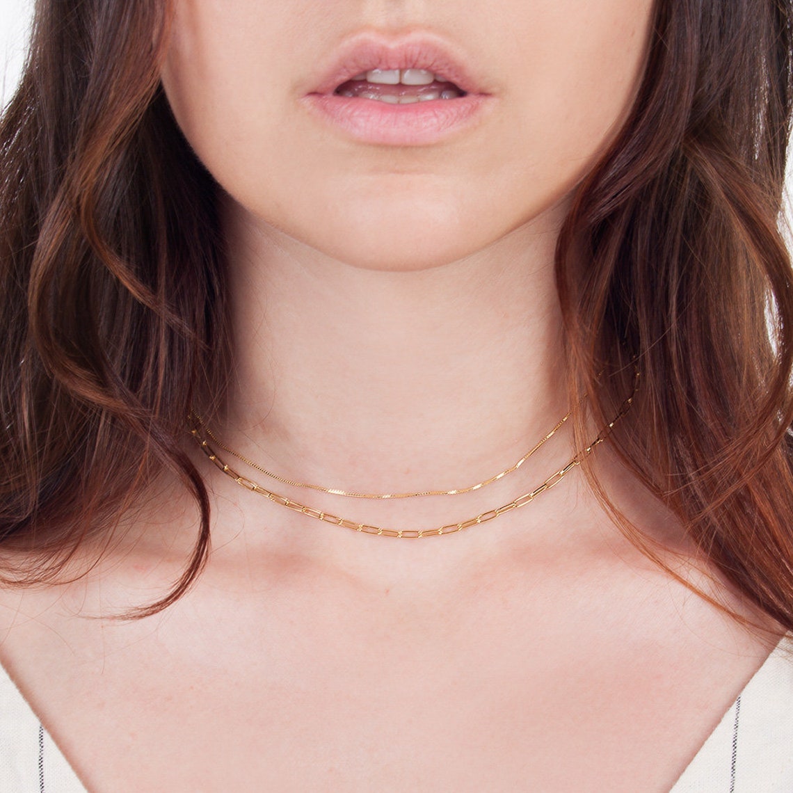 Dainty choker necklace gold minimal choker skinny chain | Etsy