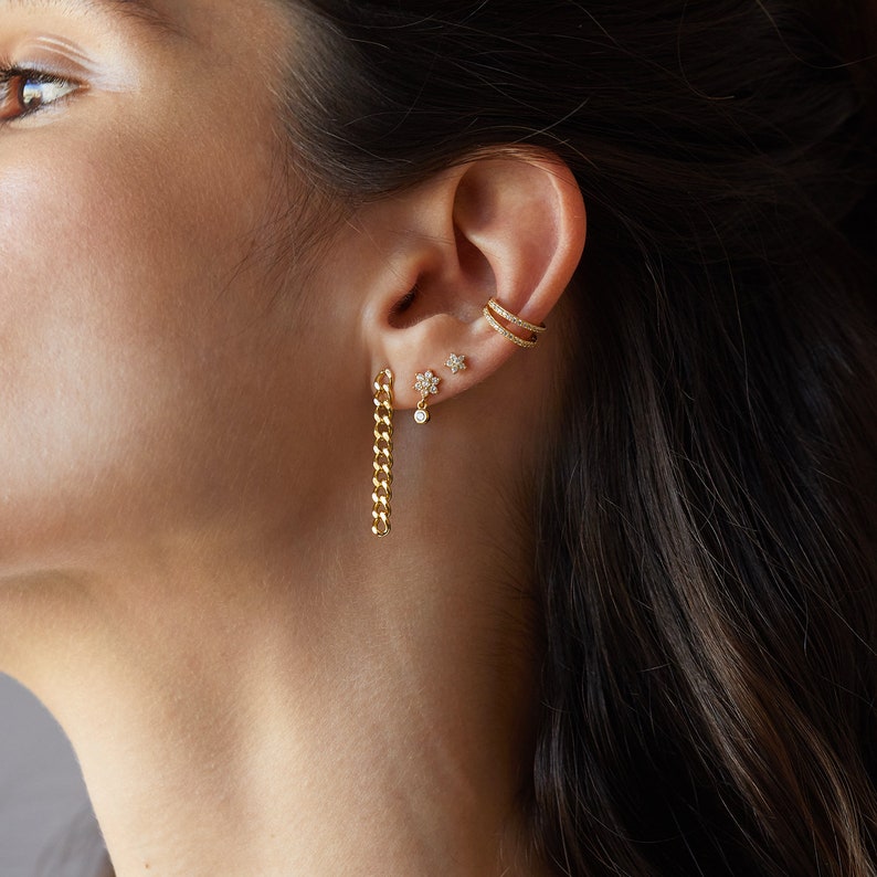 Dainty earrings star cz earrings flower studs dainty gold | Etsy