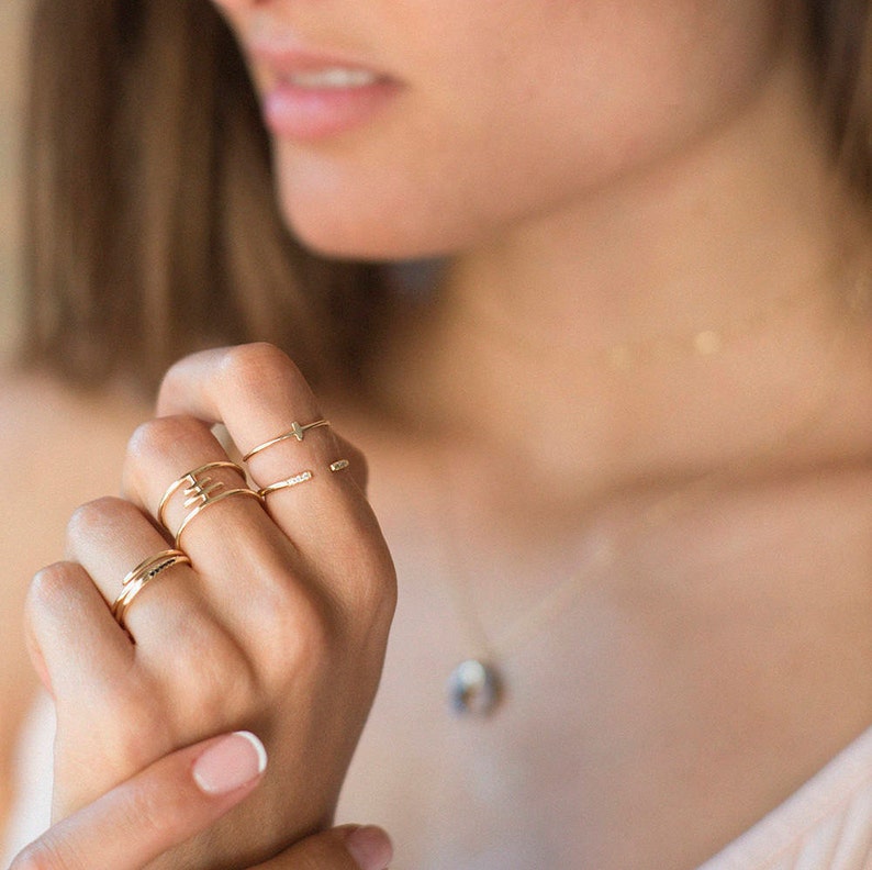 Dainty cage ring double ring minimal ring simple ring gold | Etsy
