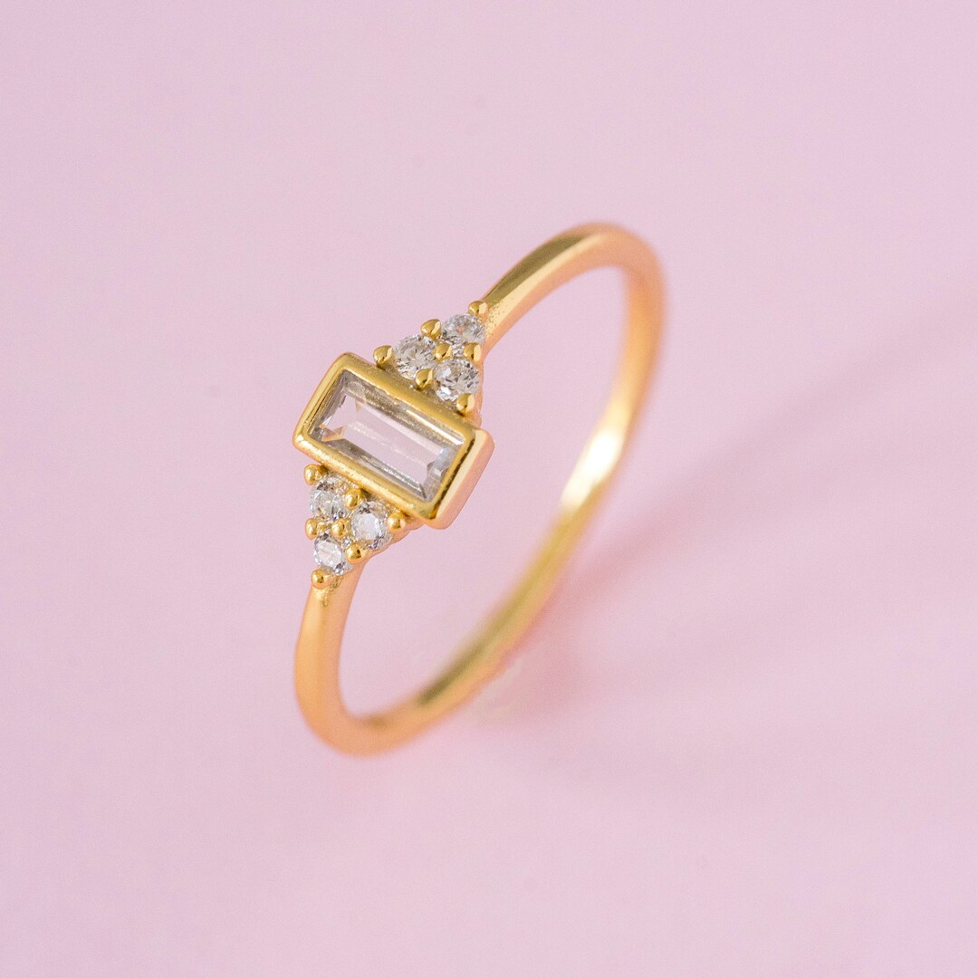 Minimal Ring Engagement Ring Stacking Ring Dainty Gold - Etsy