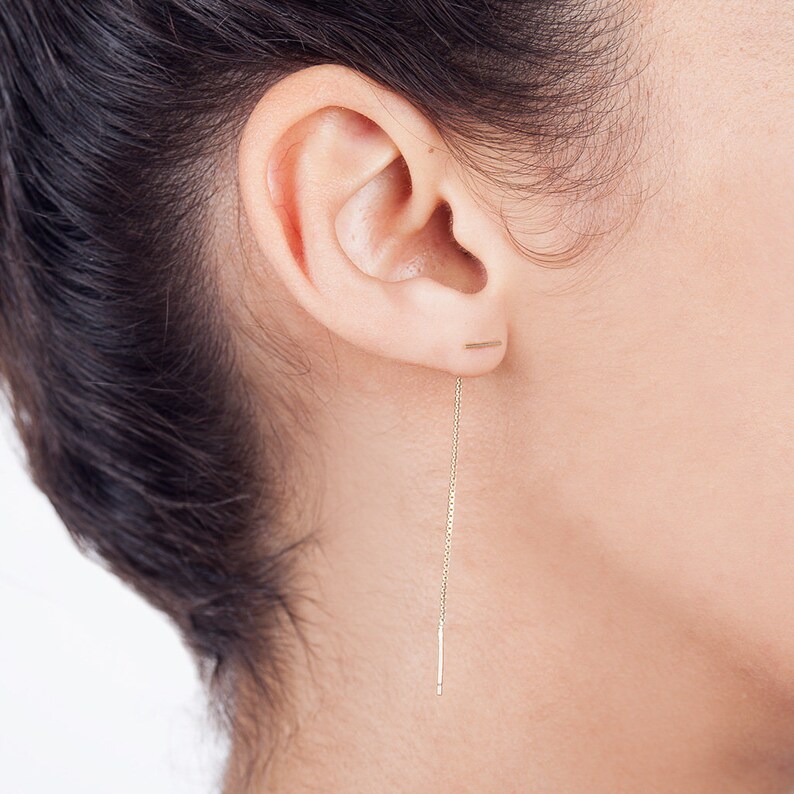 Gold Threader Earrings Chain Dangle Earrings Ear Threaders - Etsy