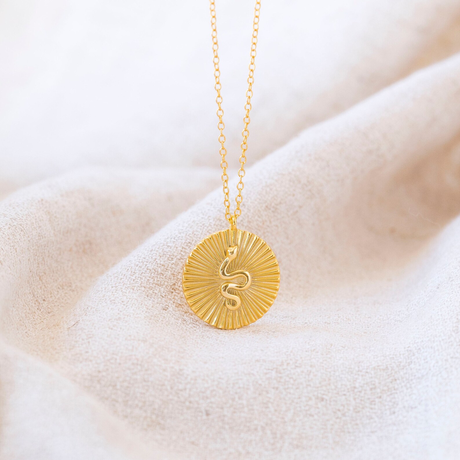 Snake Necklace Medallion Necklace Pendant Necklace Gold - Etsy