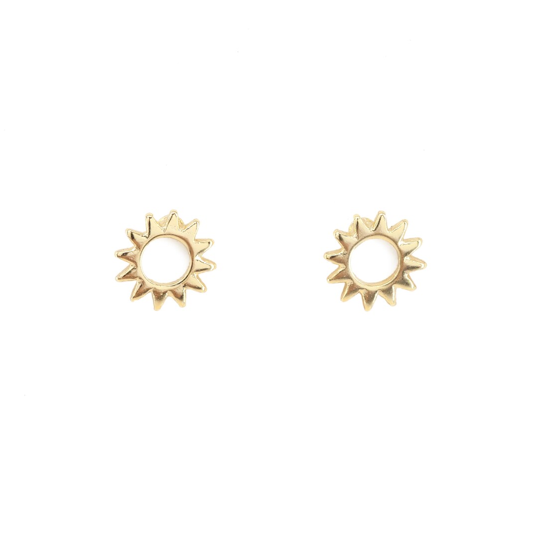 Sun Stud Earrings, Gold Dainty Studs, Tiny Stud Earrings, Delicate ...