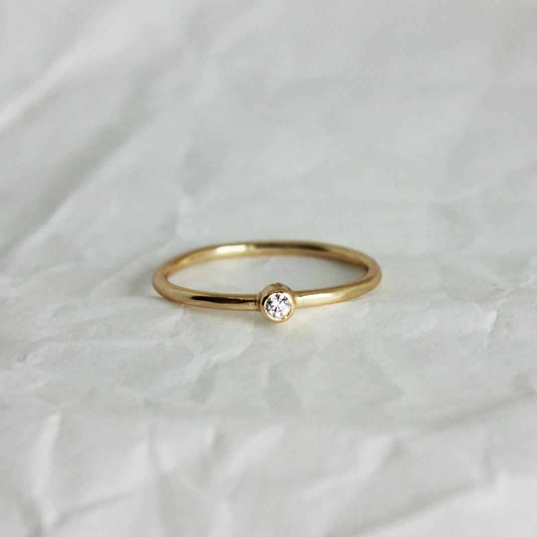 Gold Cz Ring, Dainty Gold Ring, Silver Cz Ring, Minimal Ring ...