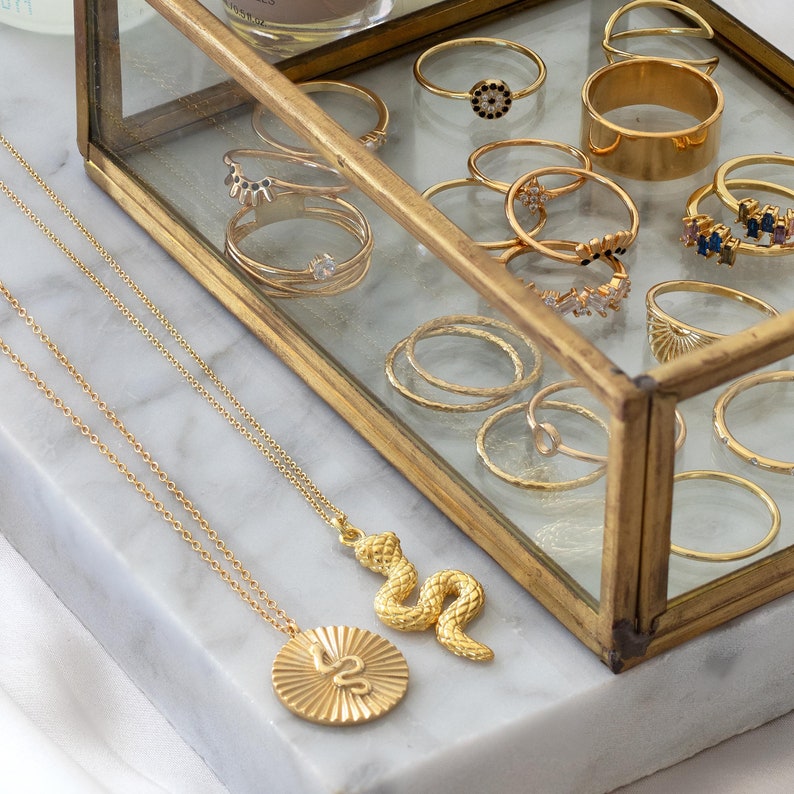 Snake Necklace Medallion Necklace Pendant Necklace Gold | Etsy