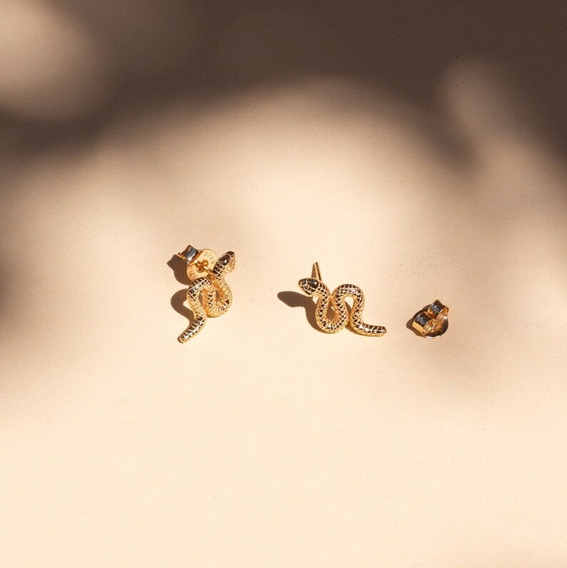 Snake Earrings Snake Stud Earrings Dainty Earrings Gold - Etsy