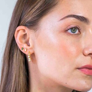 Dainty Gold Studs, Baguette Studs, Minimal Studs, Tiny Stud Earrings, Emerald Studs, Small Studs ...