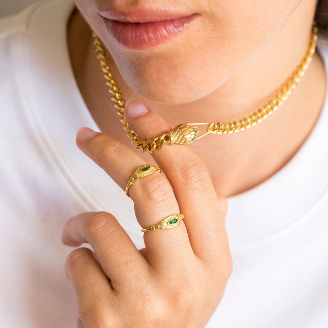 Thin Signet Ring Gold Boho Ring Dainty Emerald Ring Gold - Etsy