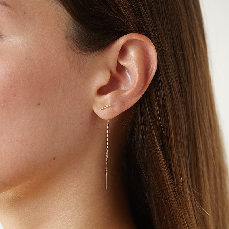 Gold Threader Earrings Chain Dangle Earrings Ear Threaders - Etsy