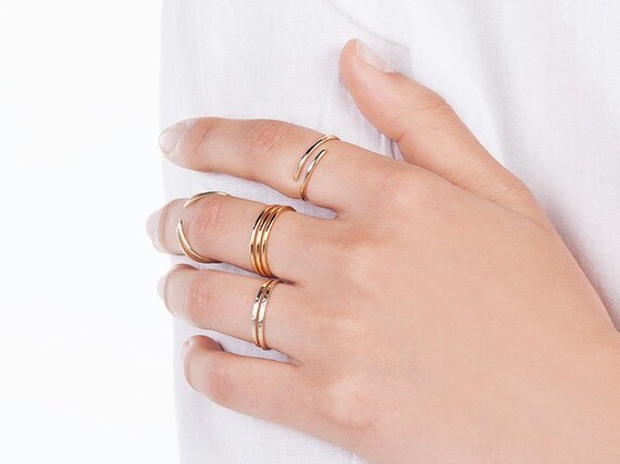 Triple band ring triple gold ring multi band ring gold | Etsy