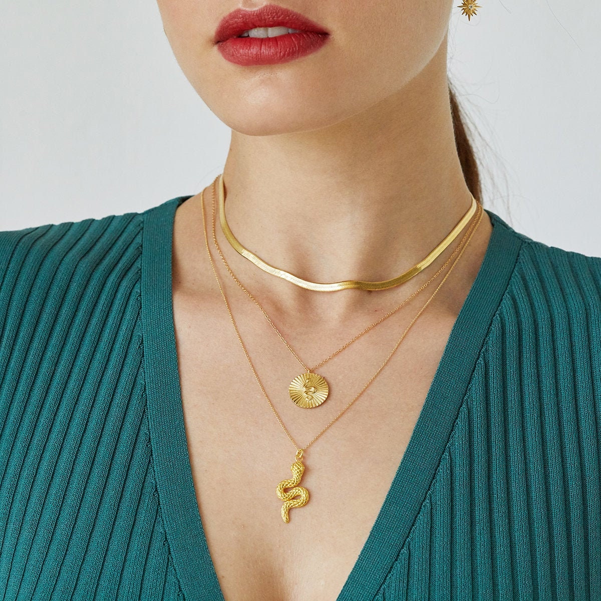 Gold snake necklace snake necklace dainty necklace gold | Etsy